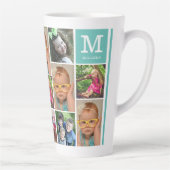 Create Your Own 13 Photo Collage Monogram Teal Lat Latte Mug | Zazzle