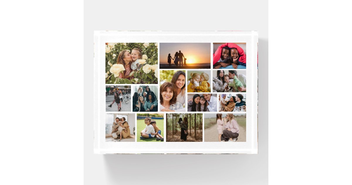 Create Your Own 14 Photo Collage Photo Block Paperweight | Zazzle