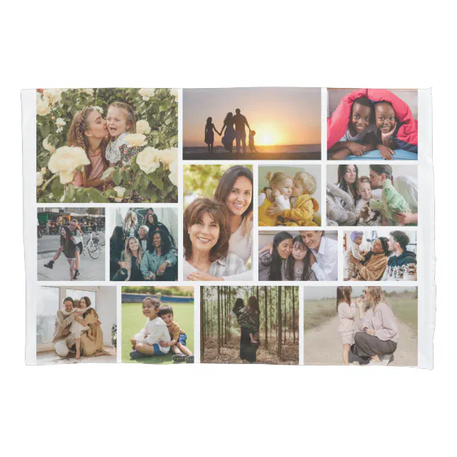 Create Your Own 14 Photo Collage Photo Block Pillow Case | Zazzle