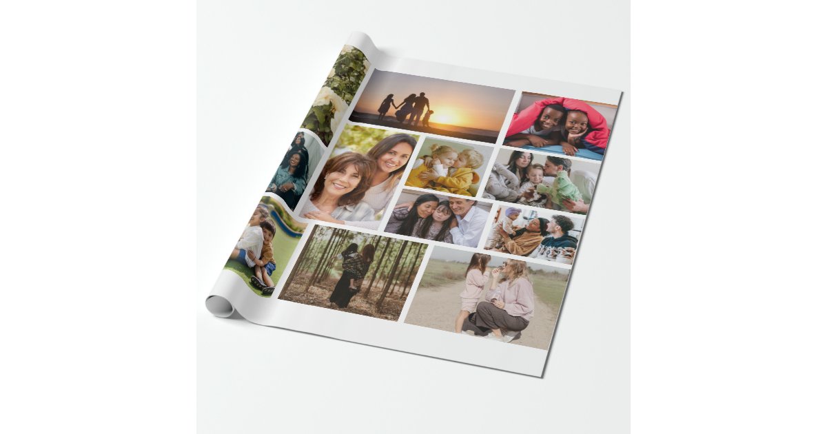 Create Your Own 14 Photo Collage Photo Block Wrapping Paper | Zazzle