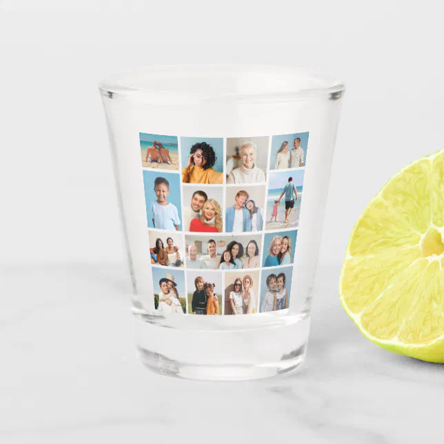 Create Your Own 15 Photo Collage Shot Glass | Zazzle