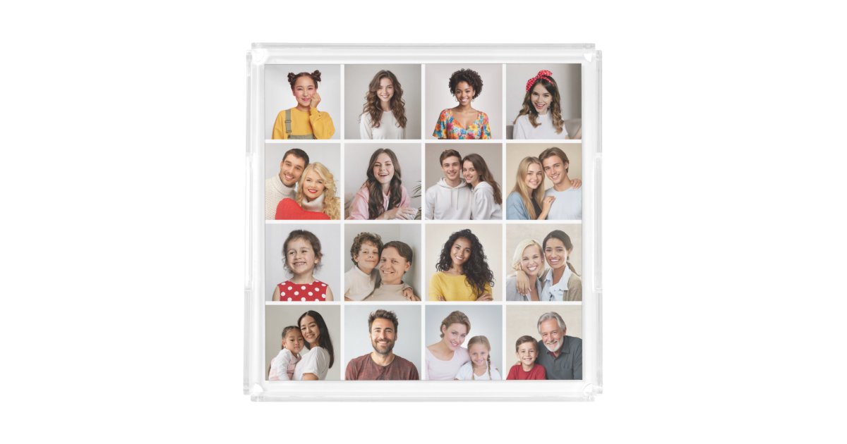 Create Your Own 16 Photo Collage Acrylic Tray | Zazzle