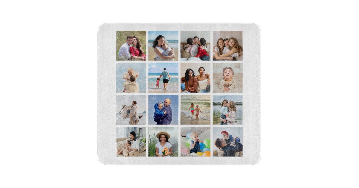 Create Your Own 16 Photo Collage Cutting Board | Zazzle