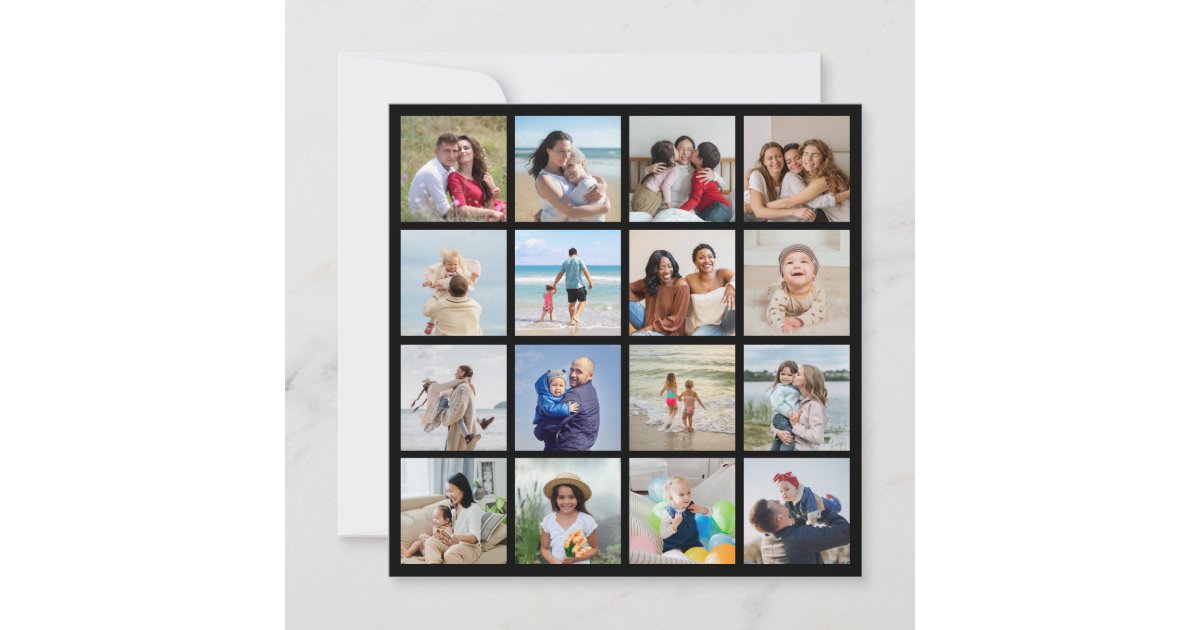 Create Your Own 16 Photo Collage Edit Color Card | Zazzle