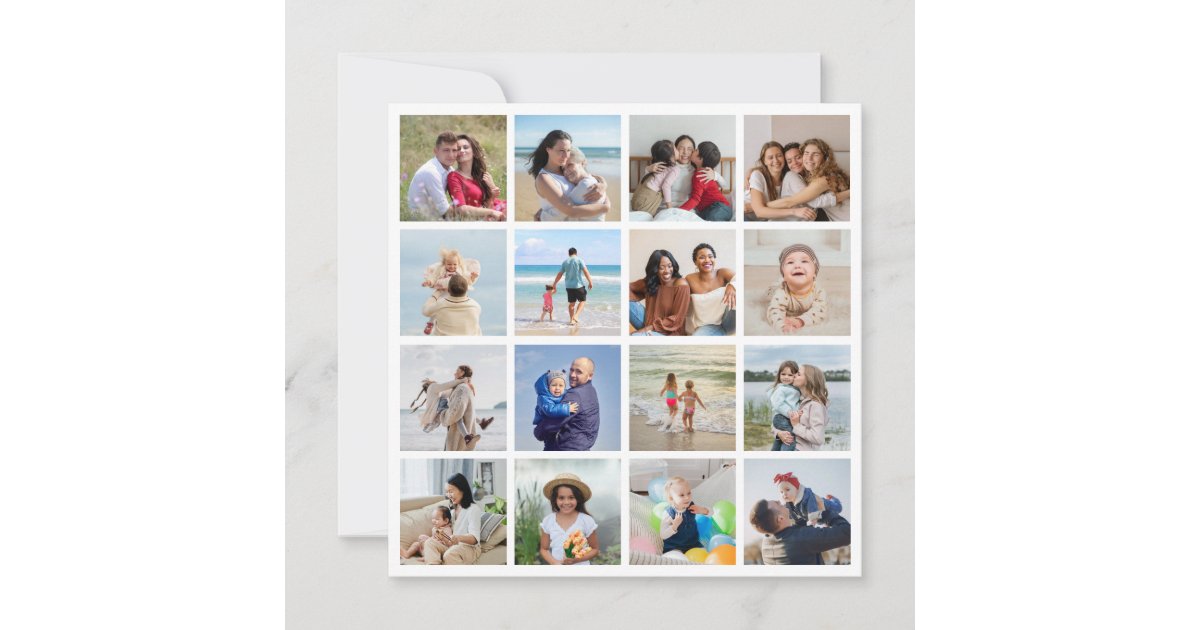 Create Your Own 16 Photo Collage Note Card | Zazzle