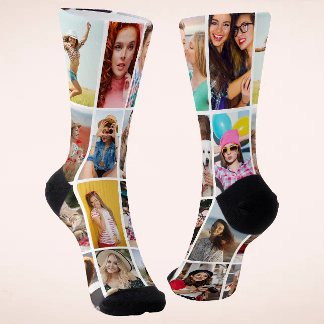 Create Your Own 16 Photo Picture Custom Socks | Zazzle