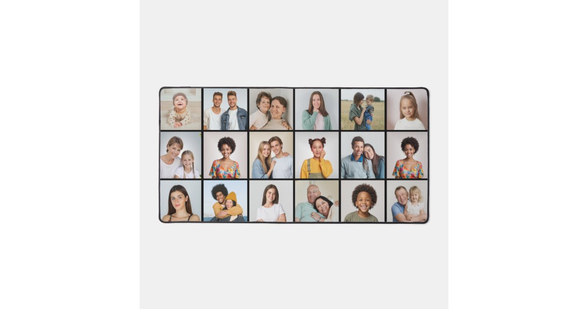Create Your Own 18 Photo Collage Editable Color Desk Mat | Zazzle