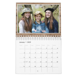 Create Your Own 2023 Family Photo Rustic Wood Calendar | Zazzle