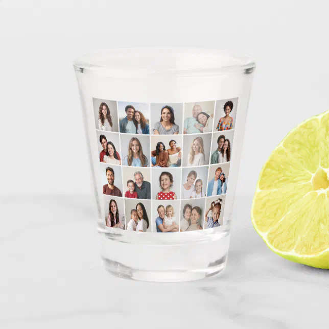 Create Your Own 20 Photo Collage Shot Glass | Zazzle