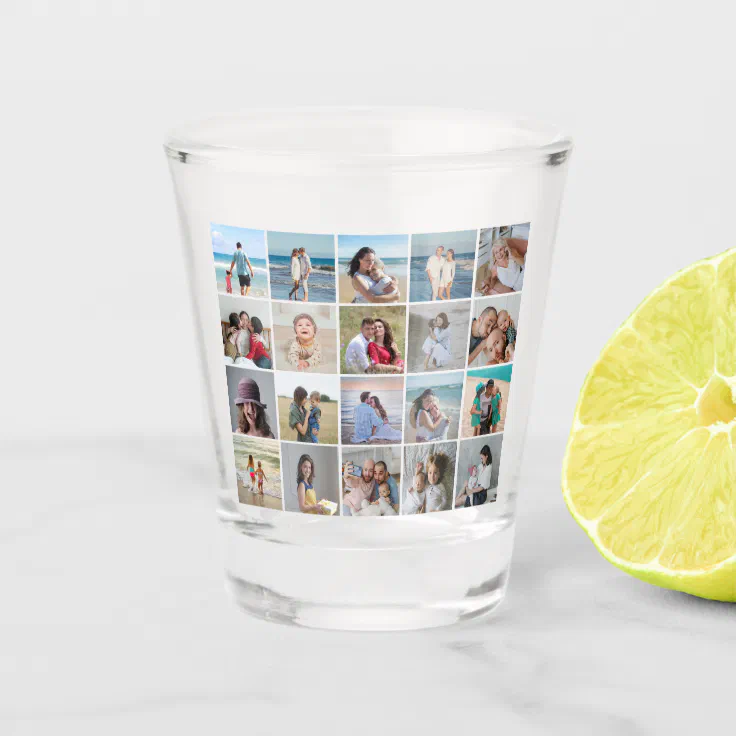 Create Your Own 20 Photo Collage Shot Glass | Zazzle