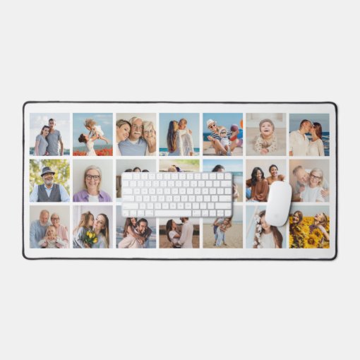 Create Your Own 21 Photo Collage Editable Color Desk Mat | Zazzle