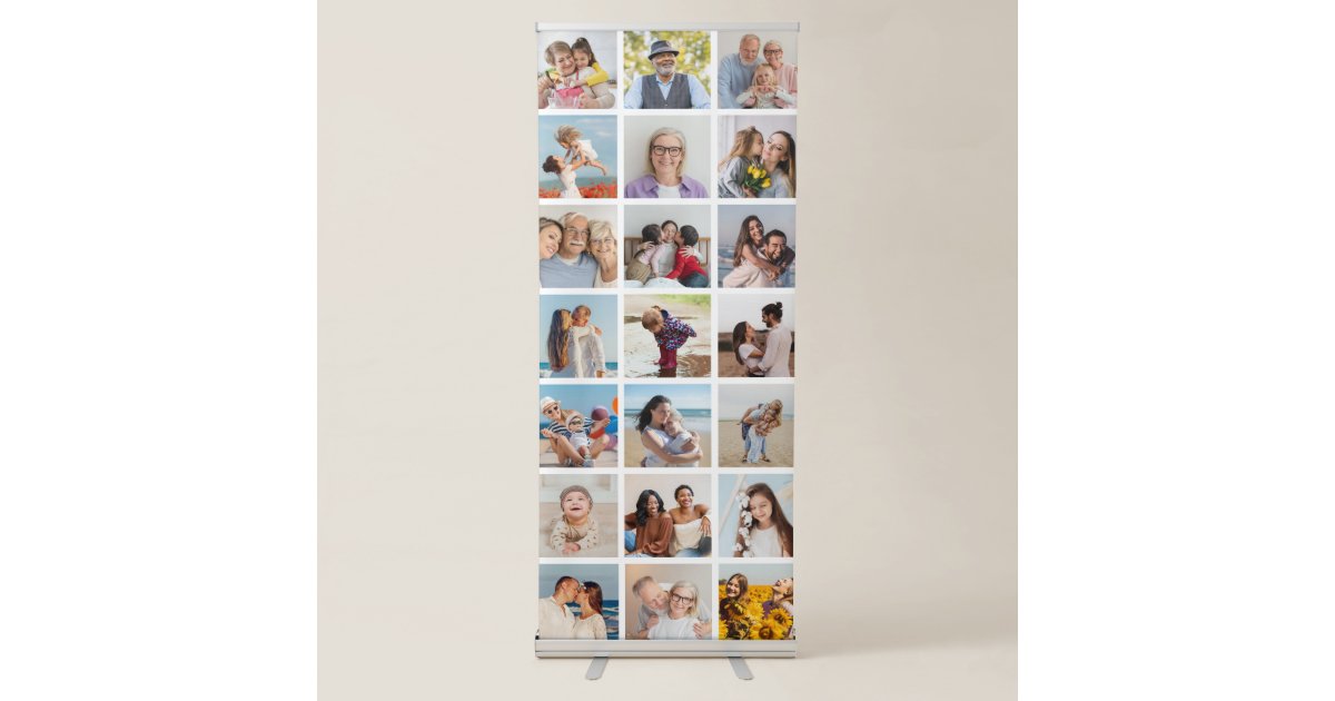 Create Your Own 21 Photo Collage Editable Color Retractable Banner | Zazzle