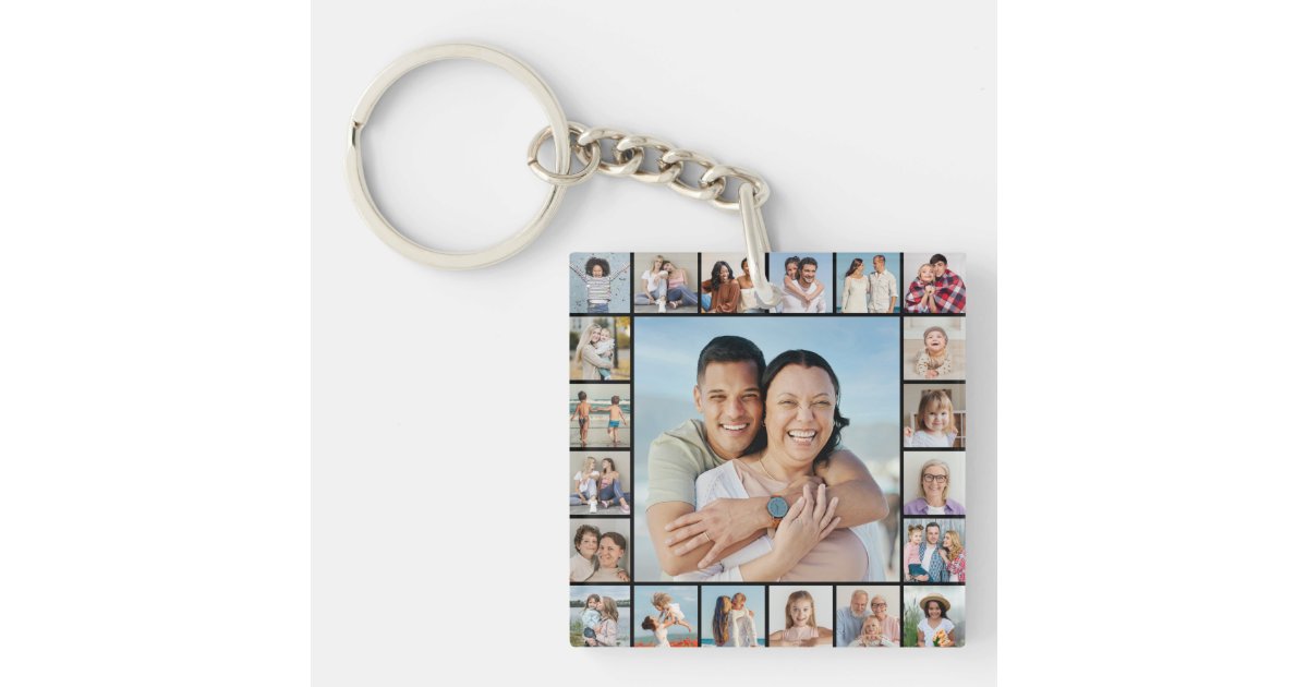 Create Your Own 21 Photo Collage Keychain | Zazzle