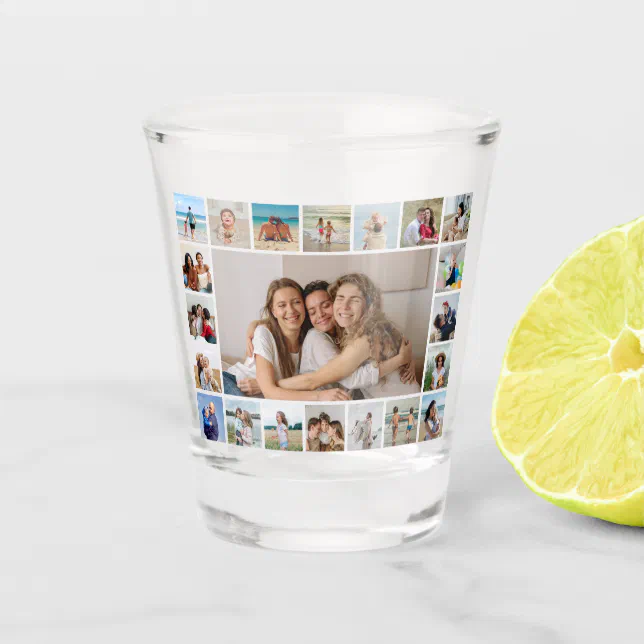 Create Your Own 21 Photo Collage Shot Glass | Zazzle