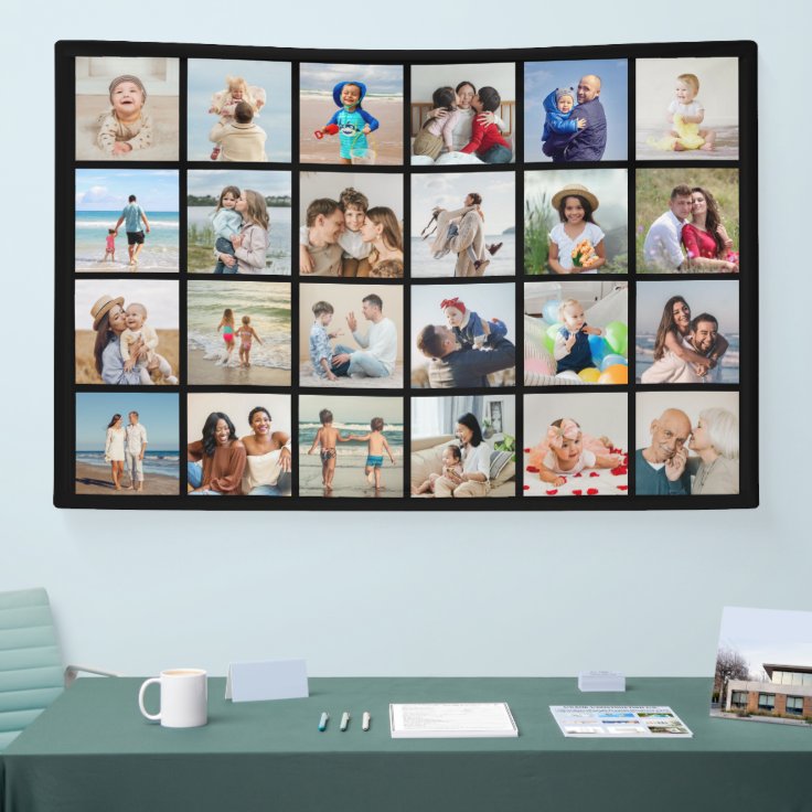 Create Your Own 24 Photo Collage Editable Color Banner | Zazzle