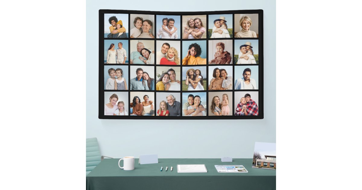 Create Your Own 24 Photo Collage Editable Color Banner | Zazzle