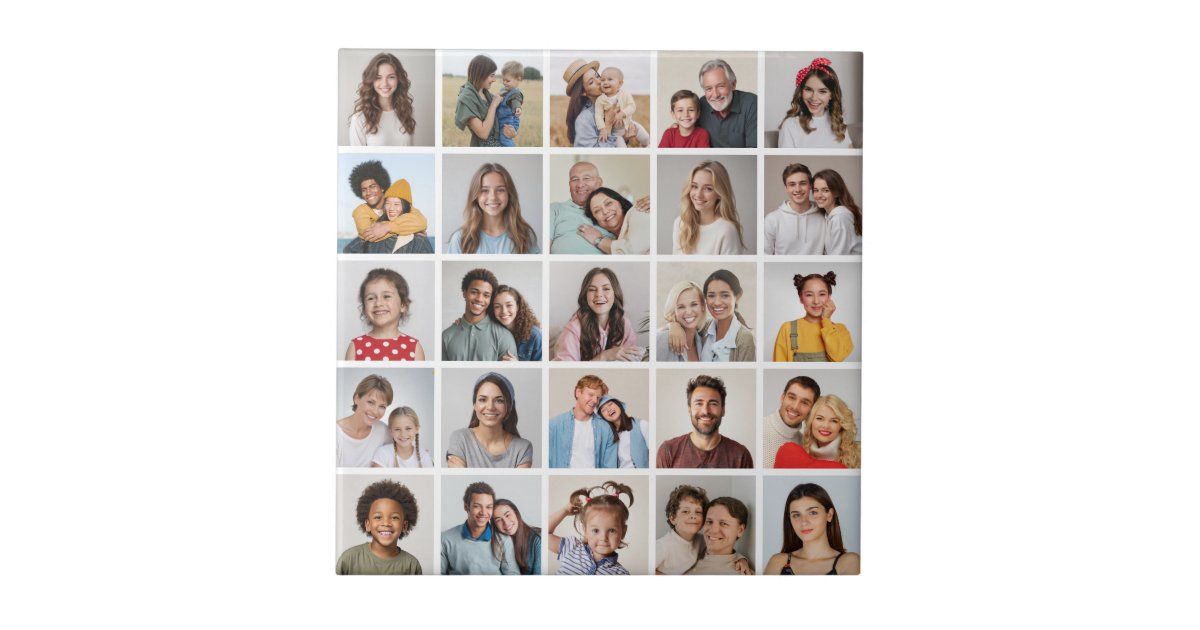 Create Your Own 25 Photo Collage Ceramic Tile | Zazzle