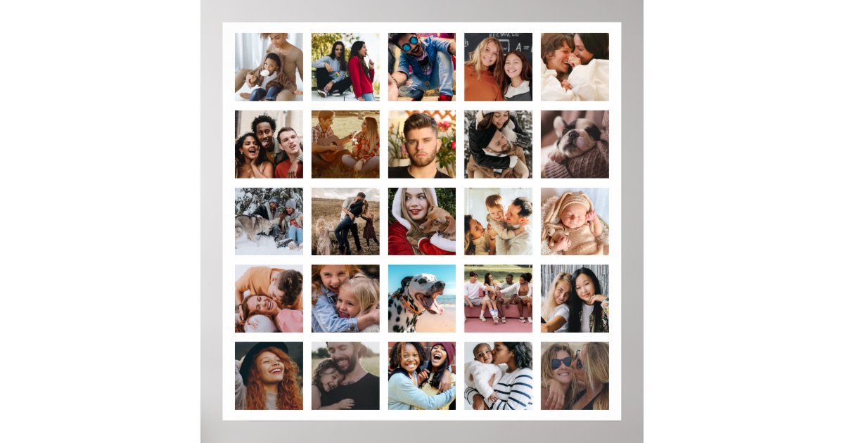 Create Your Own 25 Square Photo Collage Poster | Zazzle