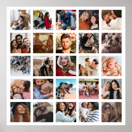 Create Your Own 25 Square Photo Collage Poster | Zazzle