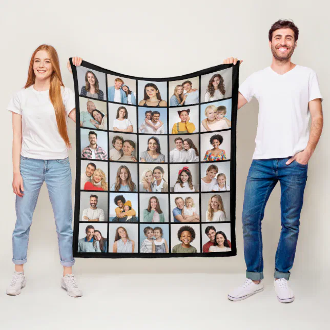 Create Your Own 30 Photo Collage Fleece Blanket | Zazzle