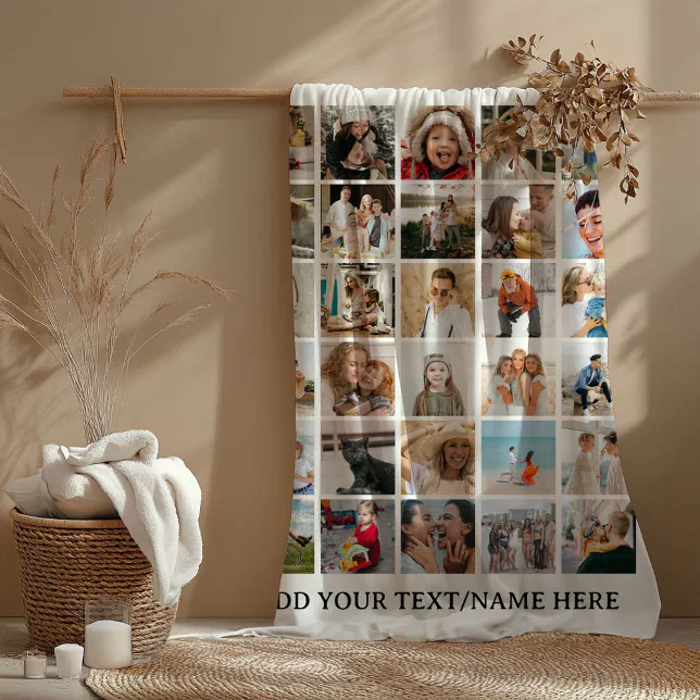 Create your own 30 x Photo collage Keepsake Fleece Blanket | Zazzle