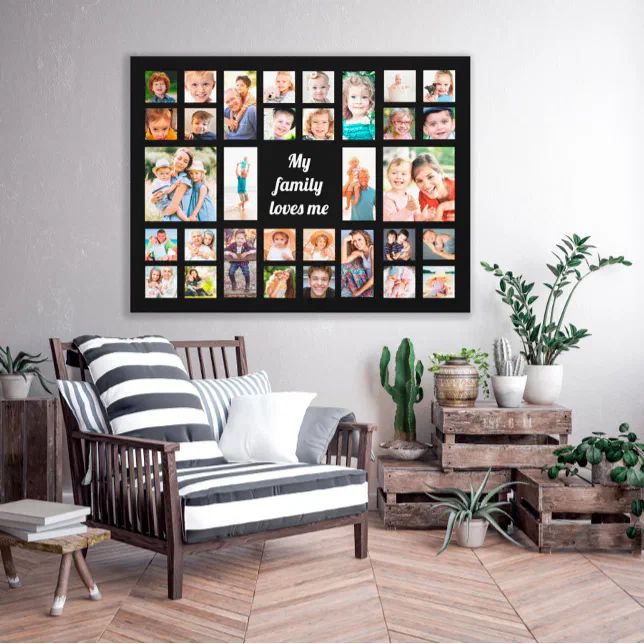 Create Your Own 32 Family Loves Me Photo Collage Canvas Print | Zazzle