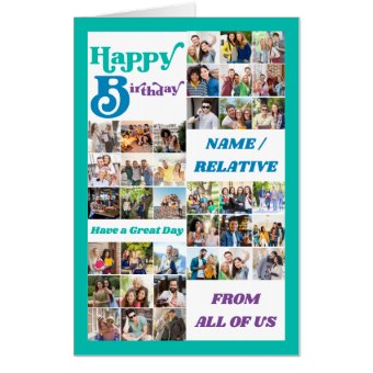 Create your Own 36 Photo Collage Giant Birthday Card | Zazzle