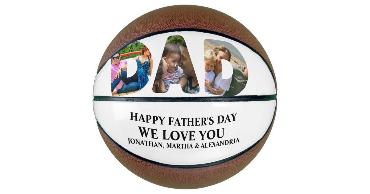 Create your own 3 photo collage Happy Fathers day Basketball | Zazzle