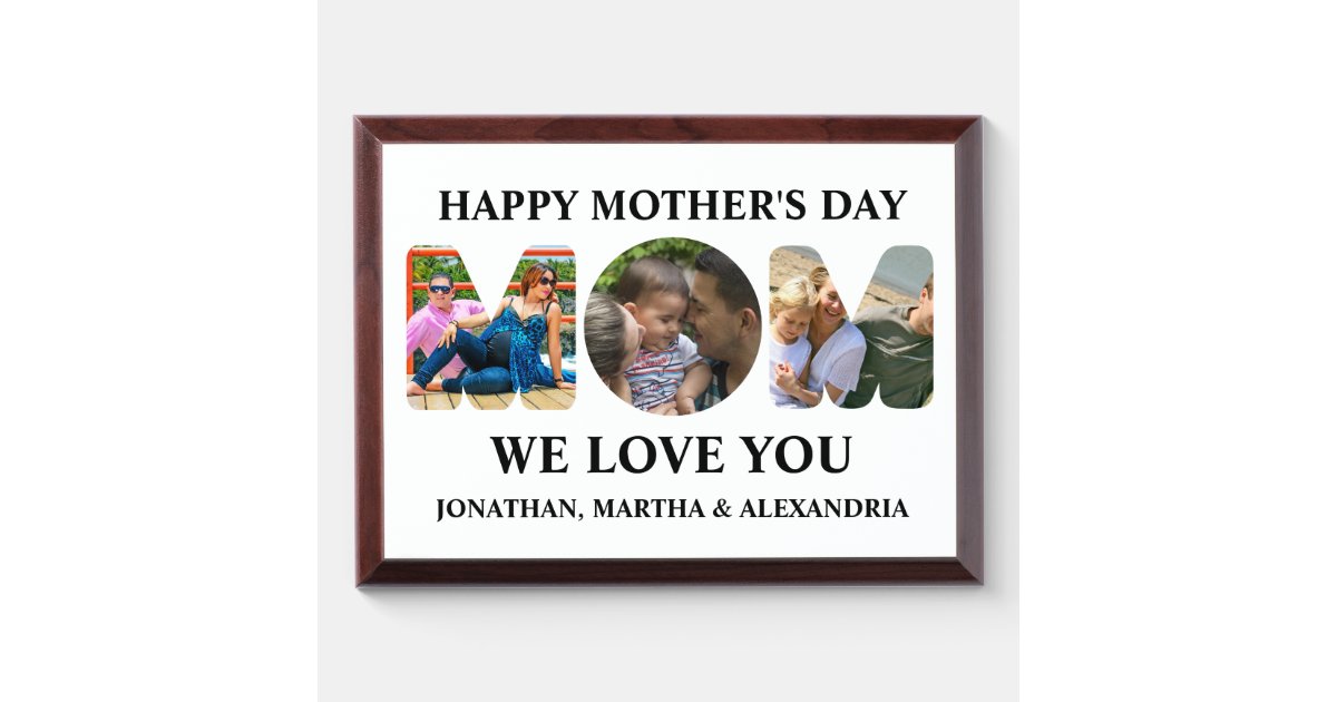 Create your own 3 photo collage Happy Mothers day Award Plaque | Zazzle