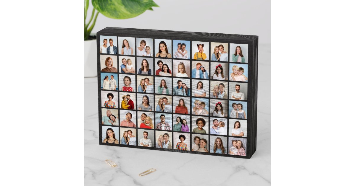 Create Your Own 48 Photo Collage Wooden Box Sign | Zazzle