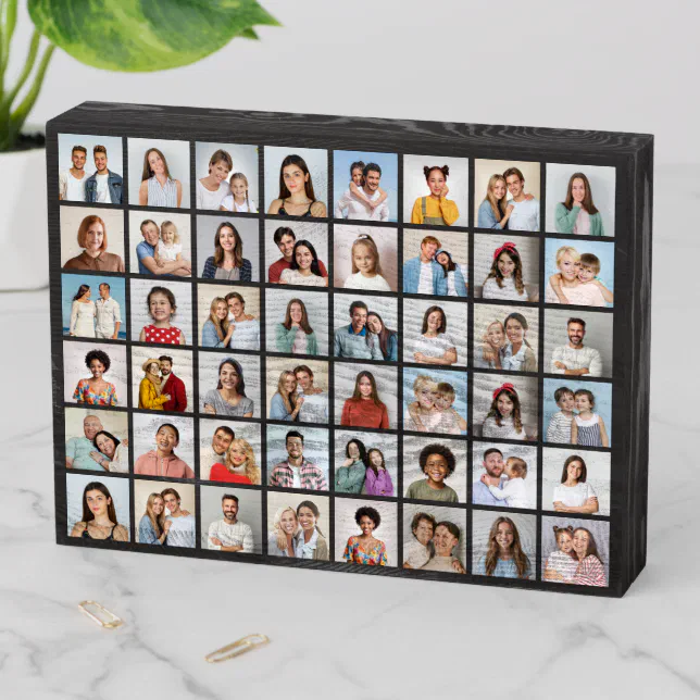 Create Your Own 48 Photo Collage Wooden Box Sign | Zazzle