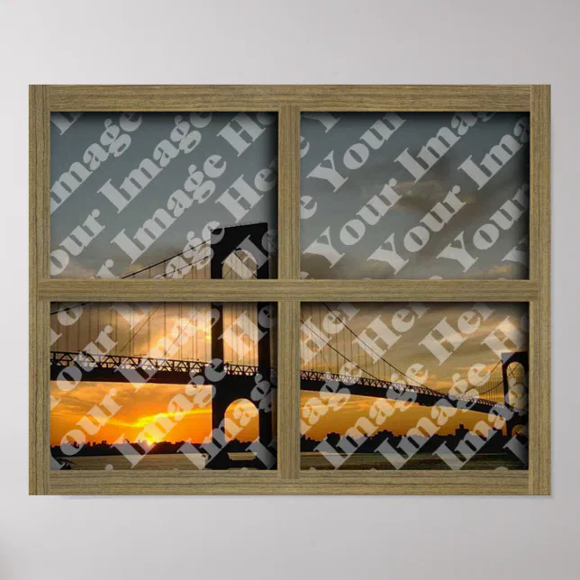 Create Your Own 4 Pane Light Brown Window Frame Poster | Zazzle