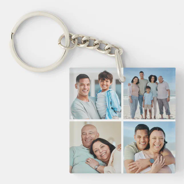 Create Your Own 4 Photo Collage Keychain | Zazzle
