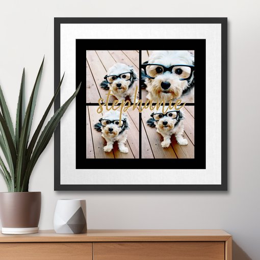 Create Your Own 4 Photo Collage - Script Name Poster | Zazzle