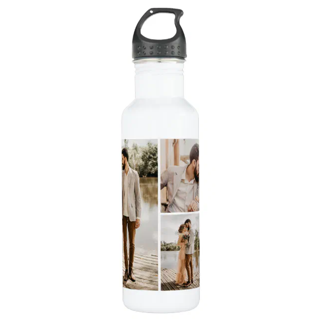 Create Your Own 4 Photo Collage Stainless Steel Water Bottle | Zazzle