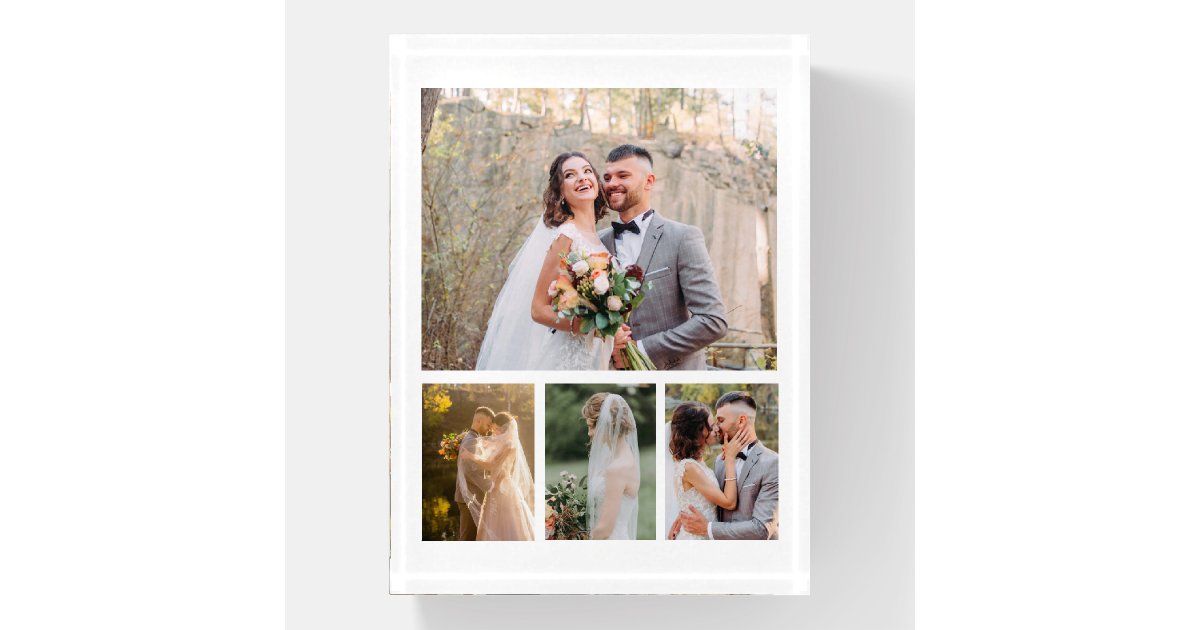 Create Your Own 4 Photo Wedding Collage Paperweight | Zazzle