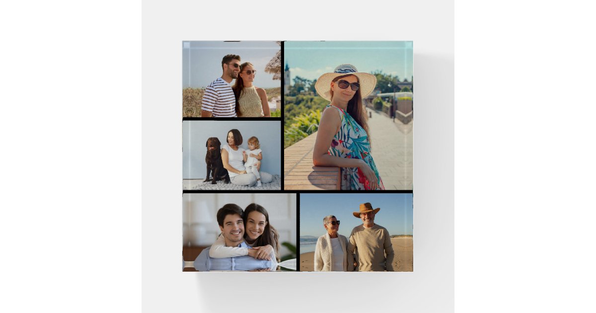 Create Your Own 5 Photo Collage Paperweight | Zazzle