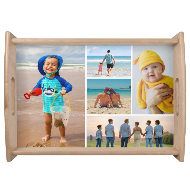 Create Your Own 5 Photo Collage Serving Tray | Zazzle