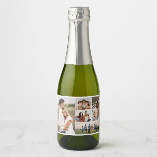 Create Your Own 5 Photo Collage Sparkling Wine Label | Zazzle