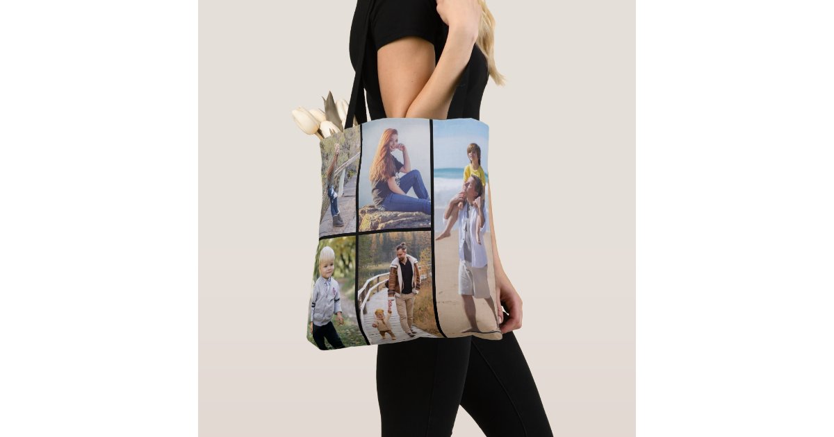 Create Your Own 5 Photo Collage Tote Bag | Zazzle