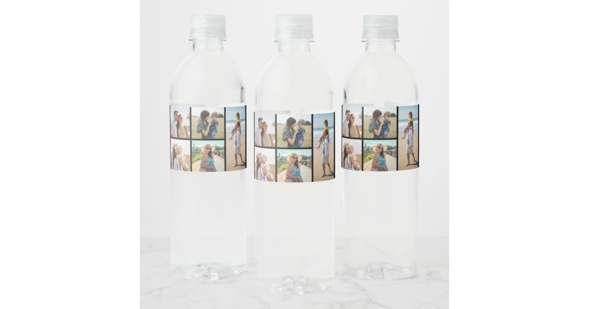 Create Your Own 5 Photo Collage Water Bottle Label | Zazzle