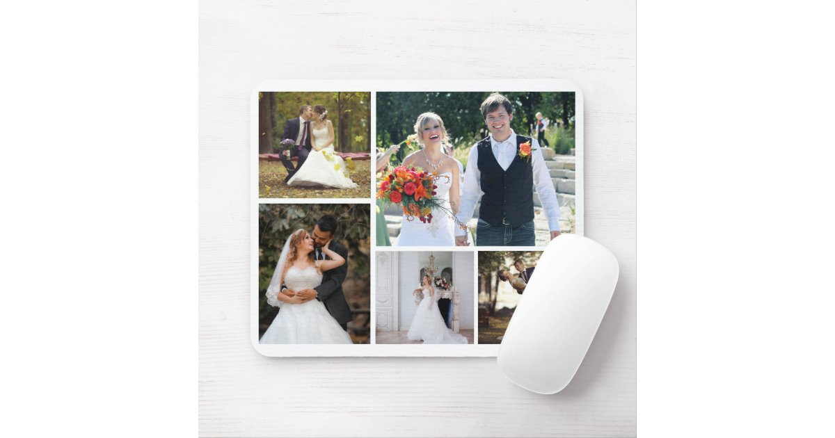 Create Your Own 5 Photo Wedding Collage Mouse Pad | Zazzle