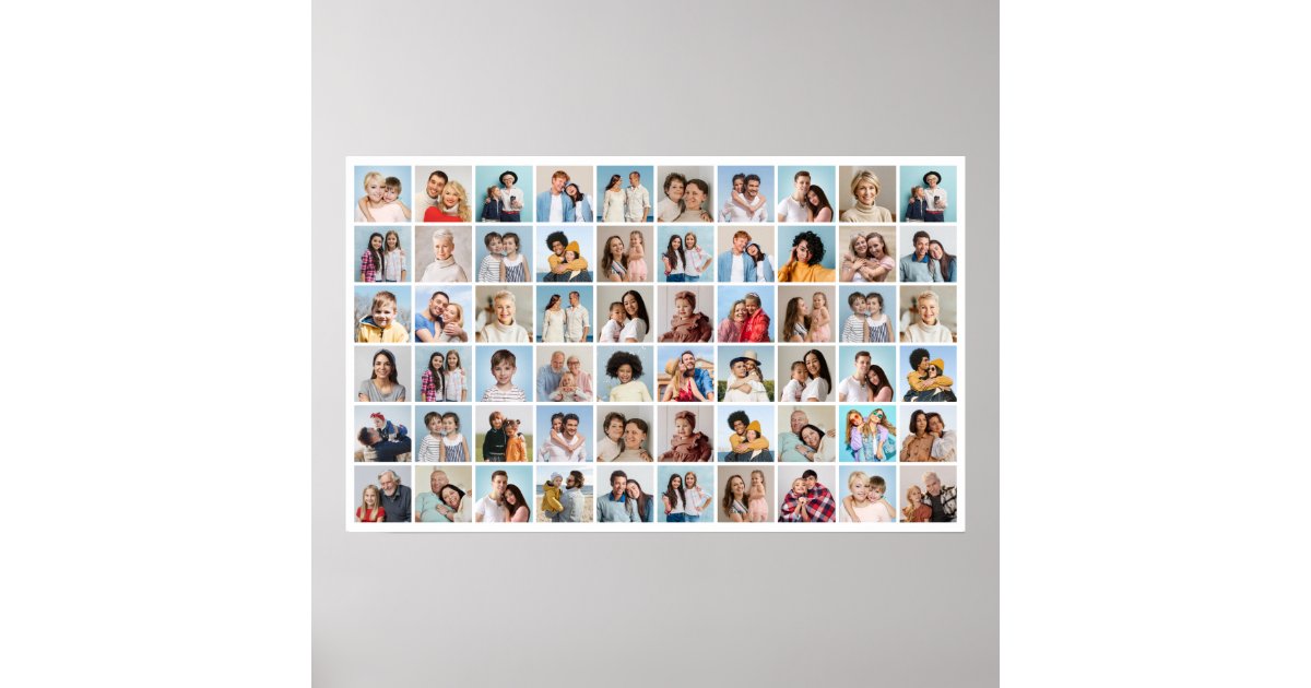 Create Your Own 60 Photo Collage Editable Color Poster | Zazzle
