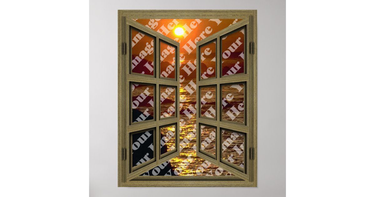 Create Your Own 6 Pane Brown Open Window Poster | Zazzle