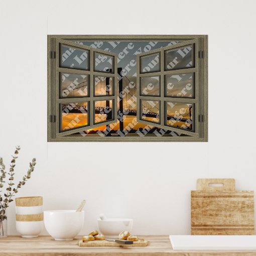 Create Your Own 6 Pane Light Brown Open Window Poster | Zazzle