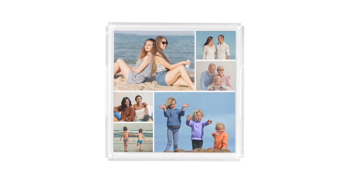 Create Your Own 6 Photo Collage Acrylic Tray | Zazzle