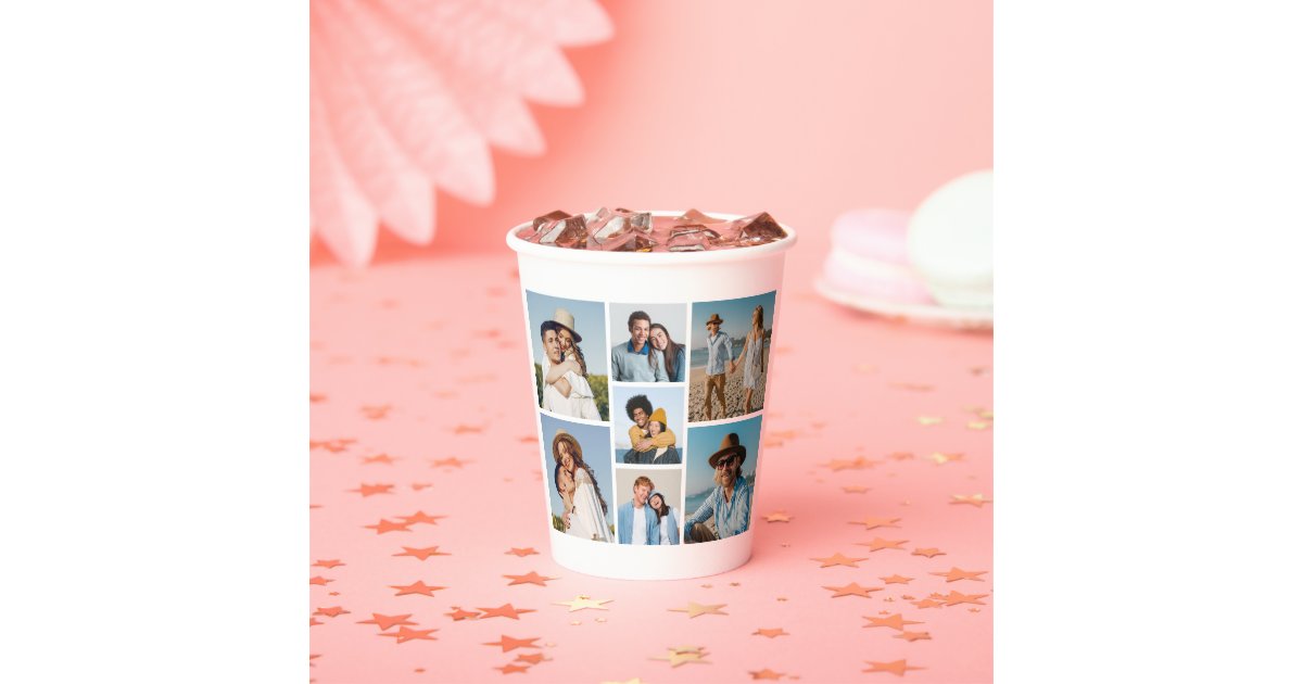Create Your Own 7 Photo Collage Paper Cups | Zazzle
