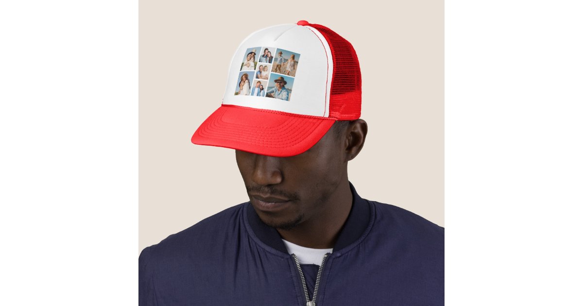 Create Your Own 7 Photo Collage Trucker Hat | Zazzle