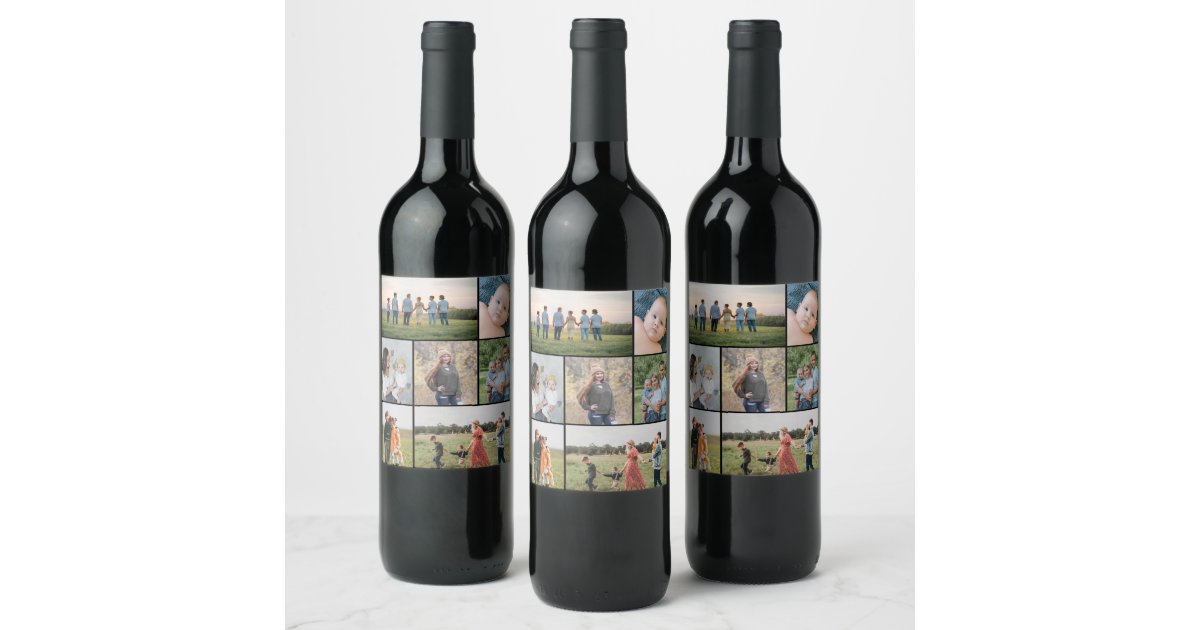 Create Your Own 7 Photo Collage Wine Label | Zazzle