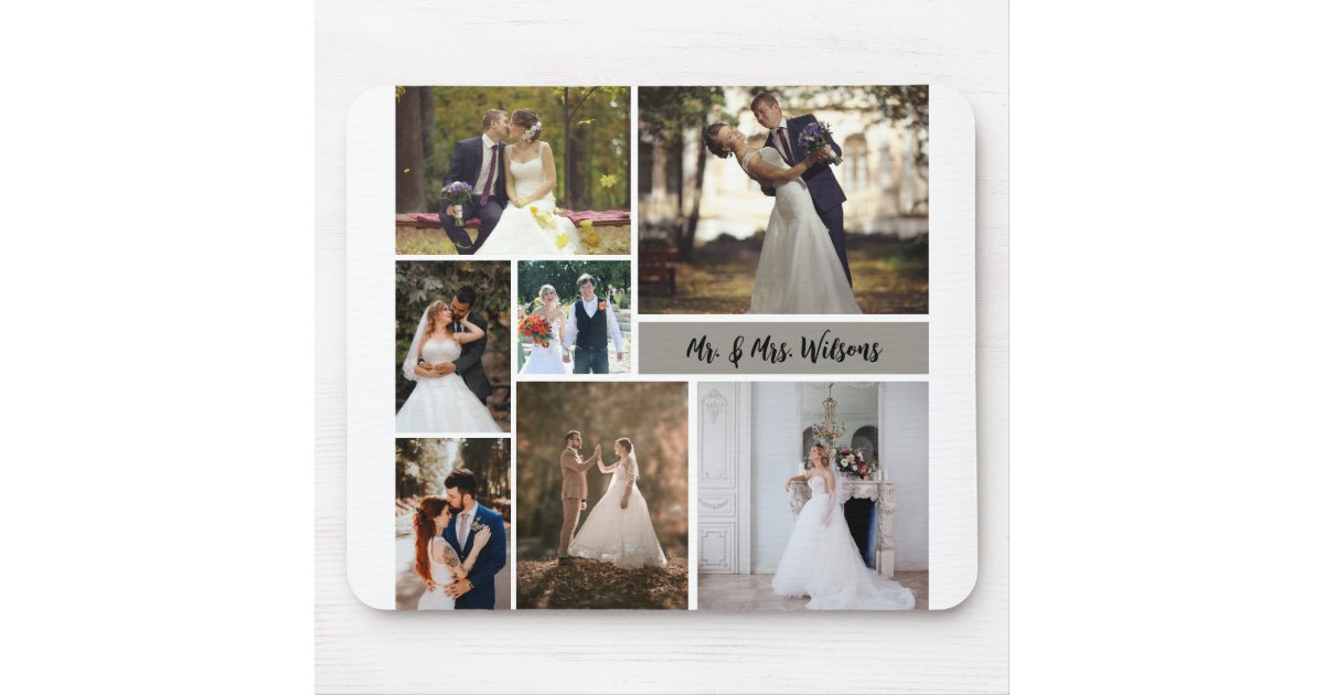 Create Your Own 7-Photo Wedding Collage Mouse Pad | Zazzle